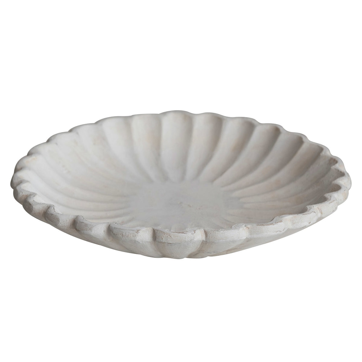 Decorative White Scalloped Bowl – Honey & Hay